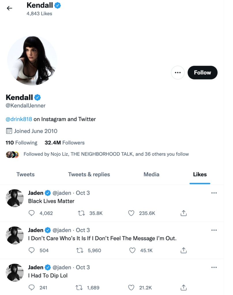 Kendall Jenner Quietly Supports Jaden Smith Walking Out Of Kanye West's Show By Liking His ...